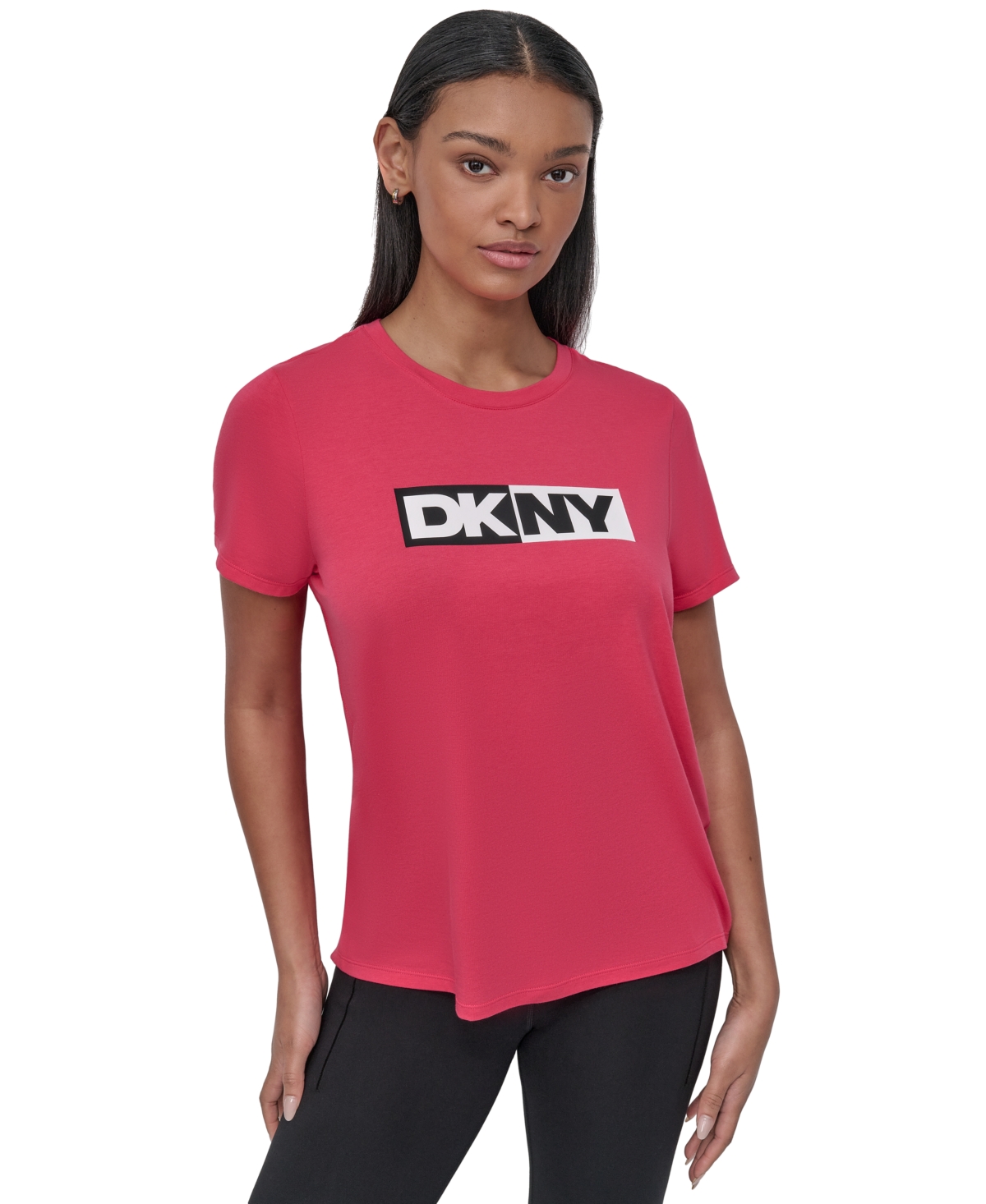 Click here for Dkny Sport Womens Colorblocked-Logo Crewneck T-Shi... prices