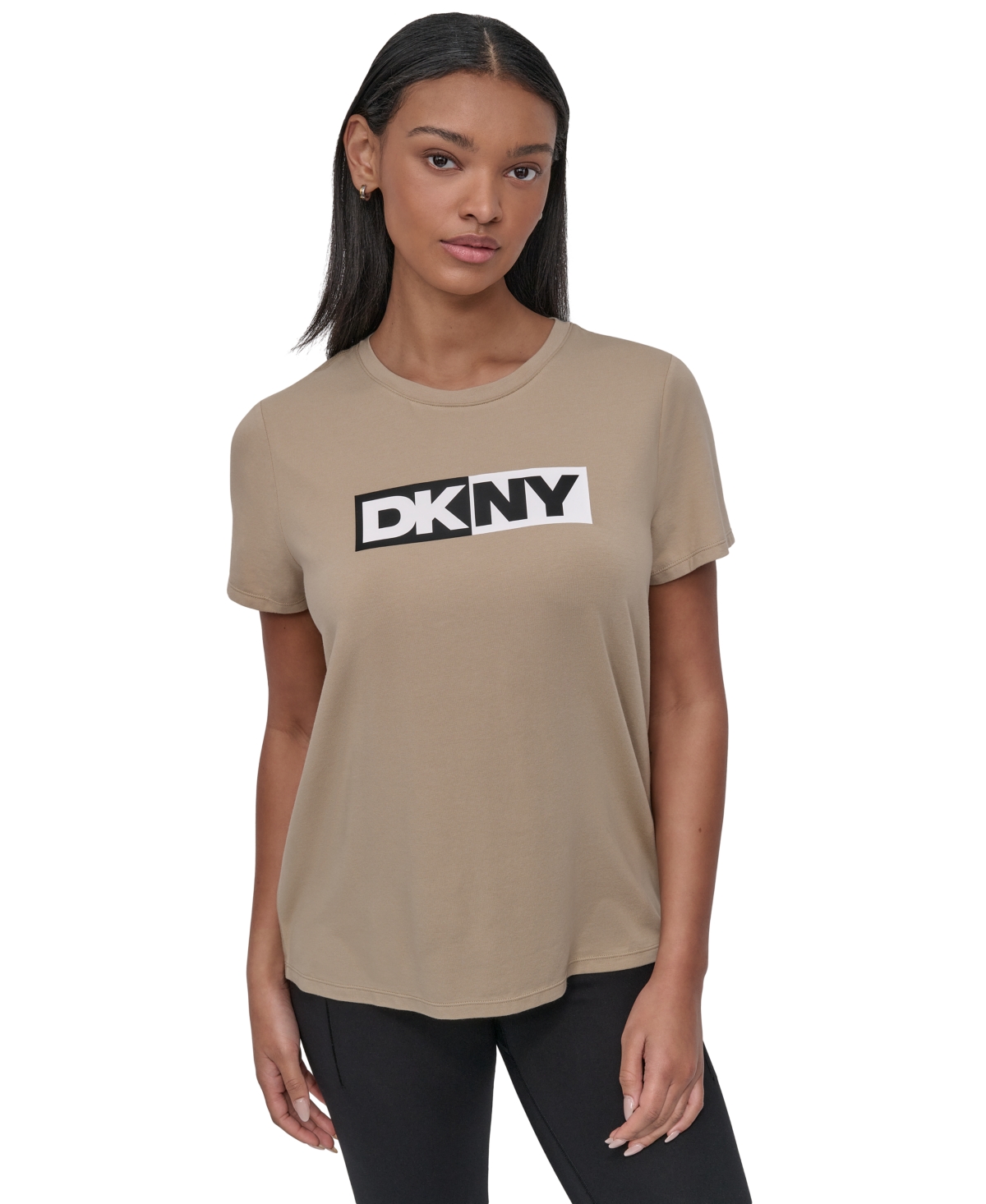 Click here for Dkny Sport Womens Colorblocked-Logo Crewneck T-Shi... prices
