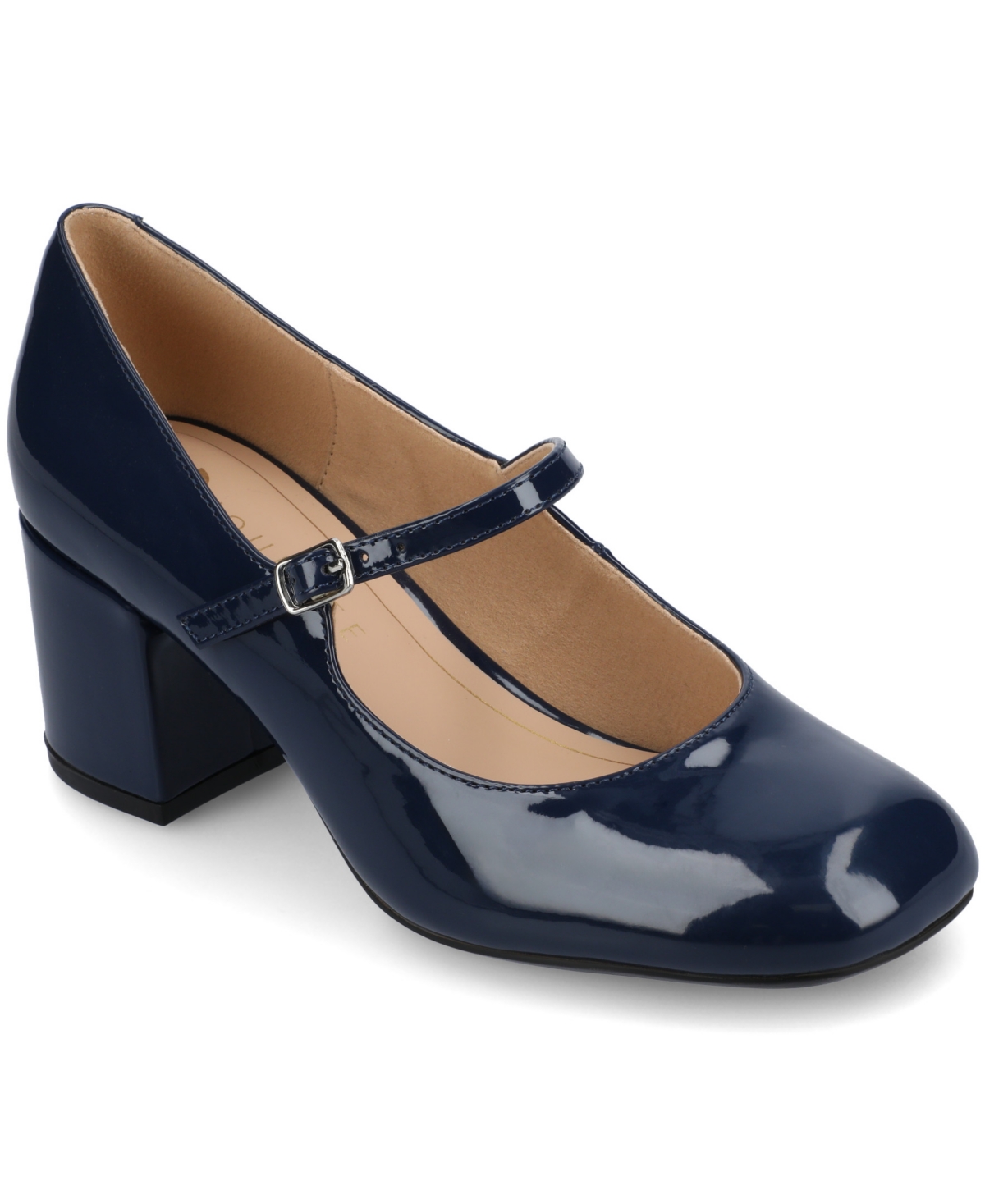 Journee Collection Womens Okenna Mary Jane Block Heel Pumps - Navy