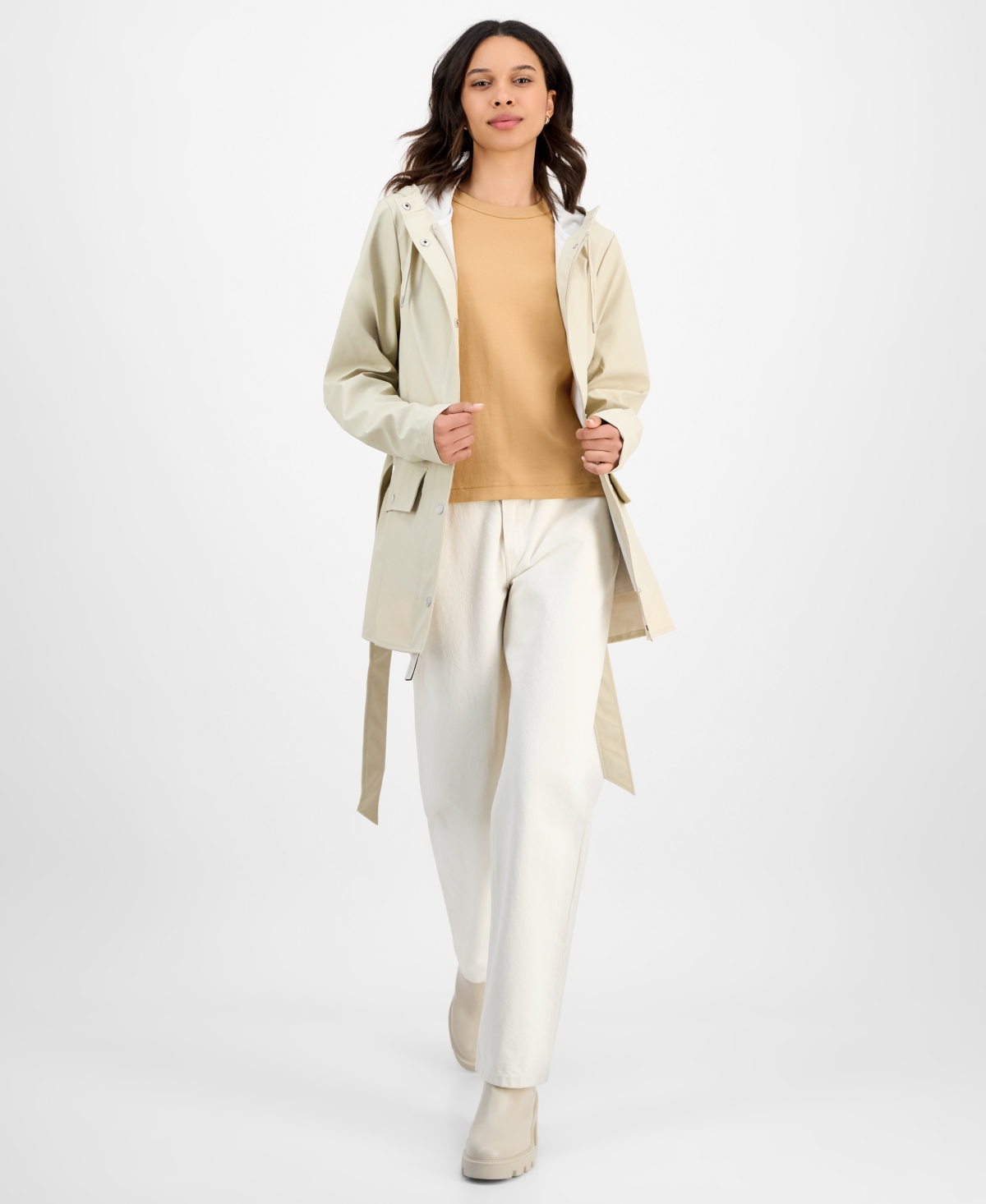 Click here for Rains Womens Tie-Waist Snap-Front Hooded Rain Coat... prices