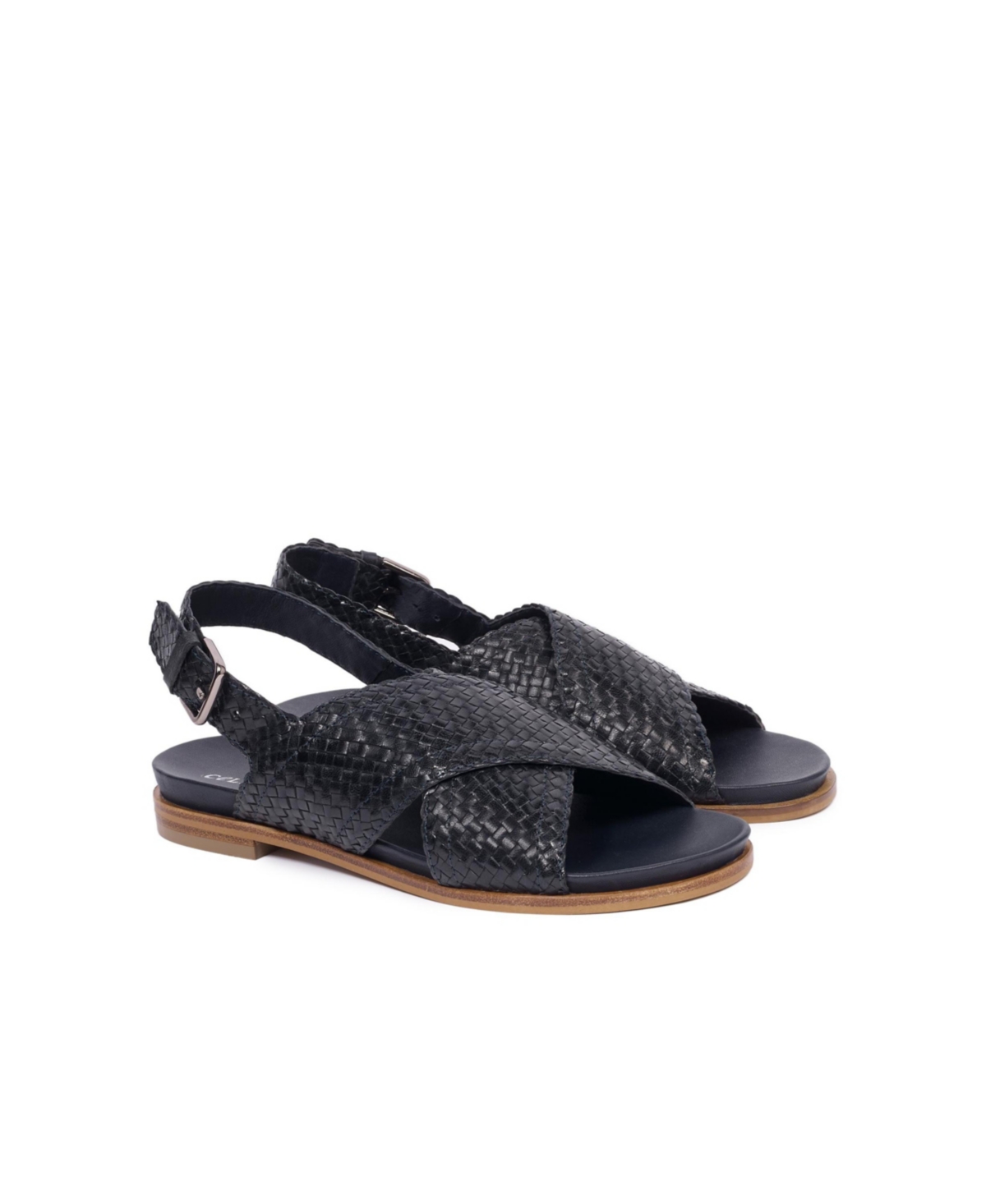 Click here for Leather Woven Crossover Sandal - Dark navy prices