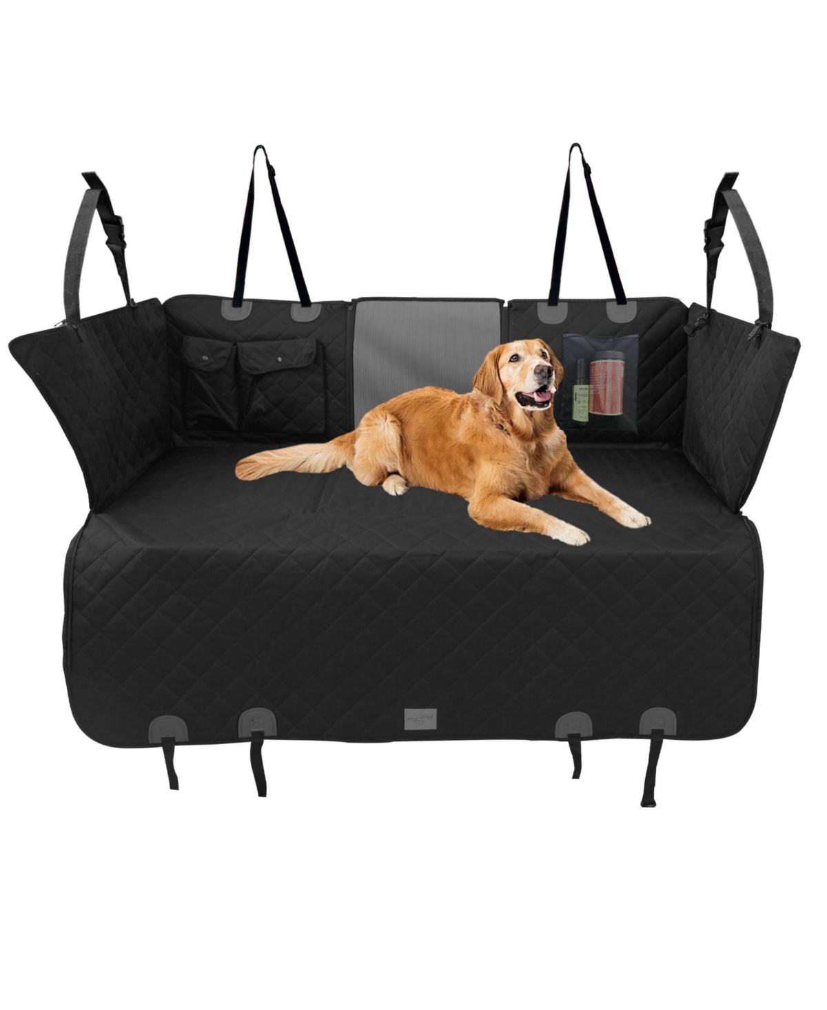 Bingopaw Dog Car Seat Cover With 2 Pockets & Window for Pet Safety - Black
