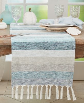 Click here for Saro Lifestyle Fringed Stripe Table Runner Collect... prices