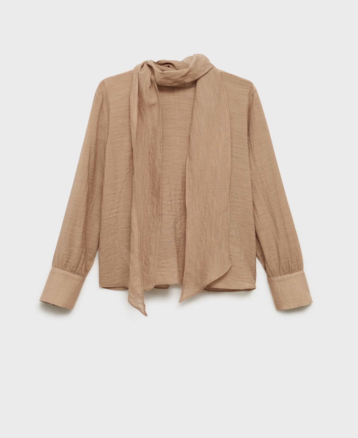 Click here for Mango Womens Textured Bow Blouse - Brown prices