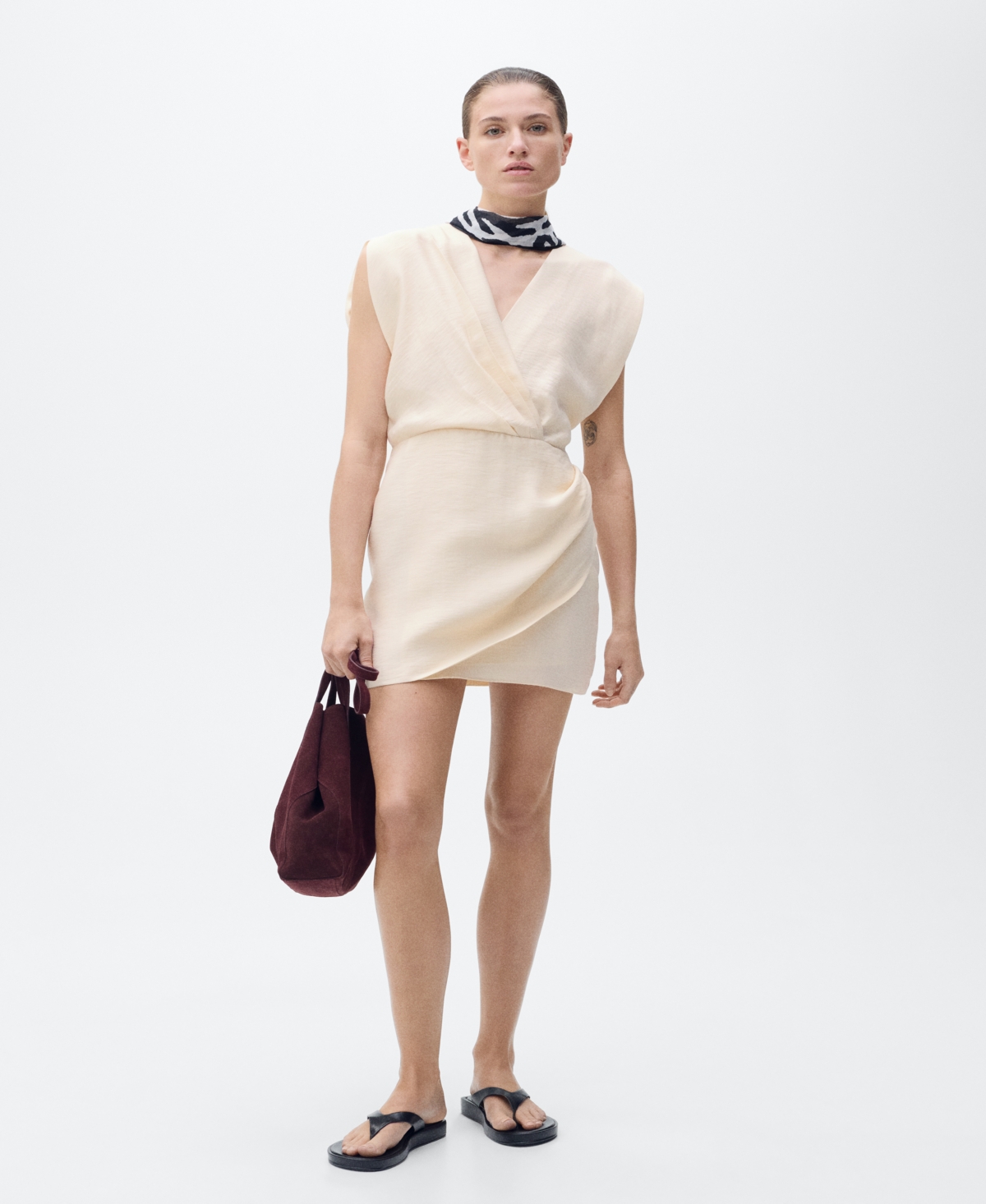 Click here for Mango Womens Lyocell Wrap Dress - Ecru prices