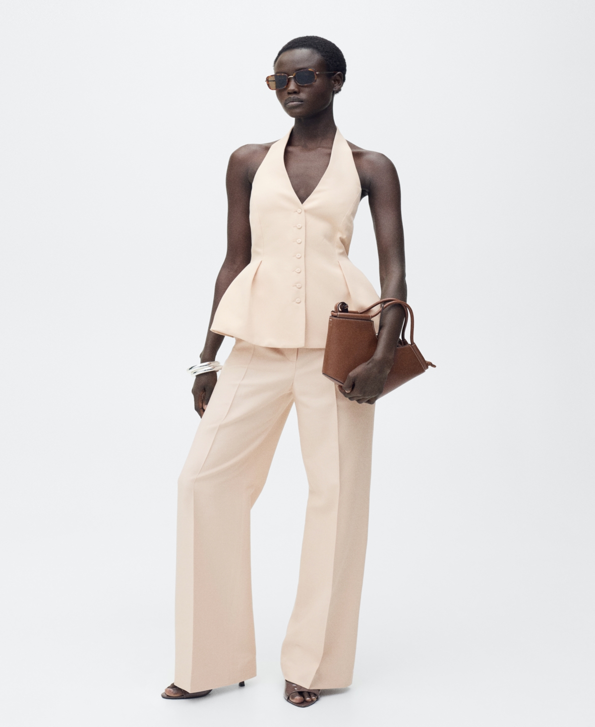 Click here for Mango Womens Straight Suit Pants - Nude prices