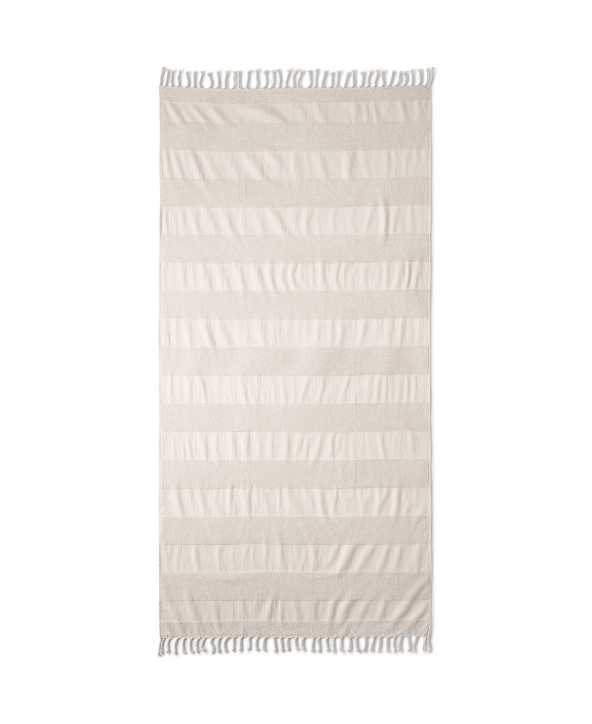 Click here for Lands End Textured Beach Towel - Soft sand stripe prices