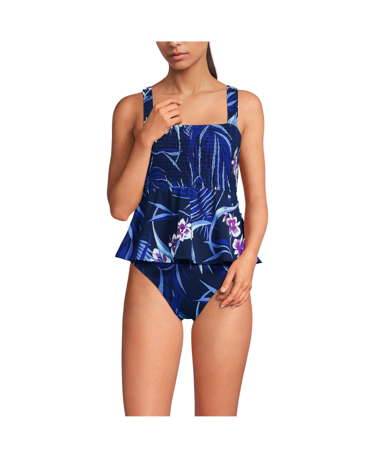 Click here for Lands End Womens Smocked Tankini Top and High Wais... prices