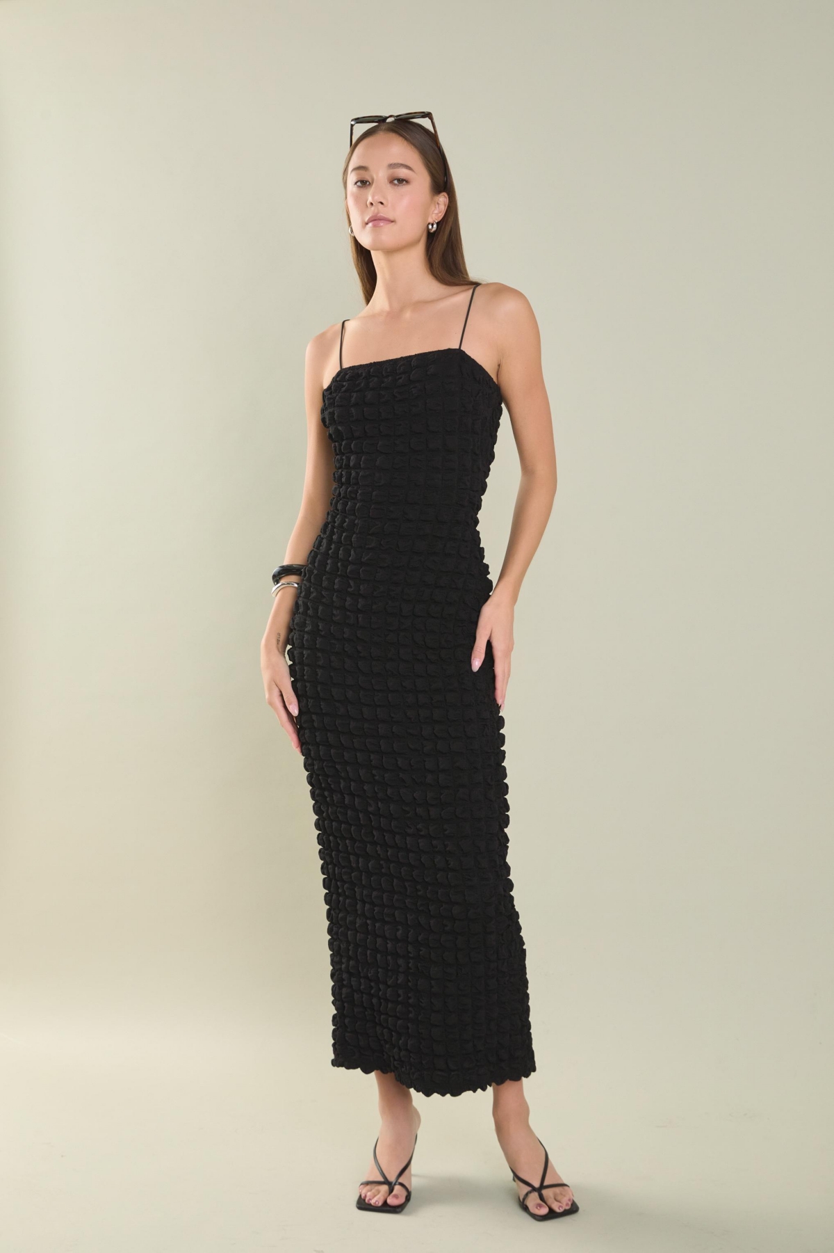 Click here for endless rose Womens Bubble Maxi Slip Dress - Black prices