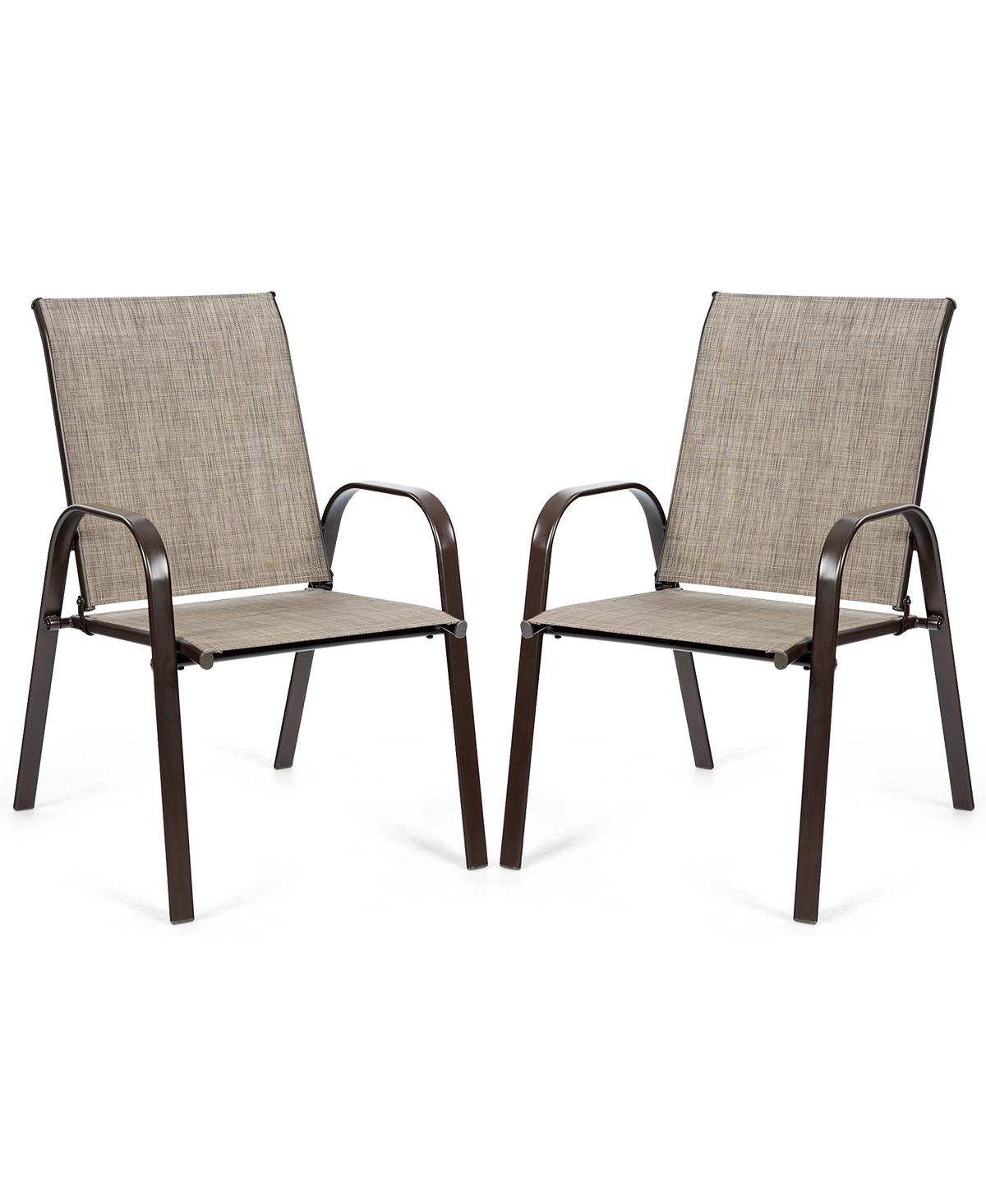 Click here for 2PCS Patio Chairs Dining Chair Deck Yard W/Armrest prices