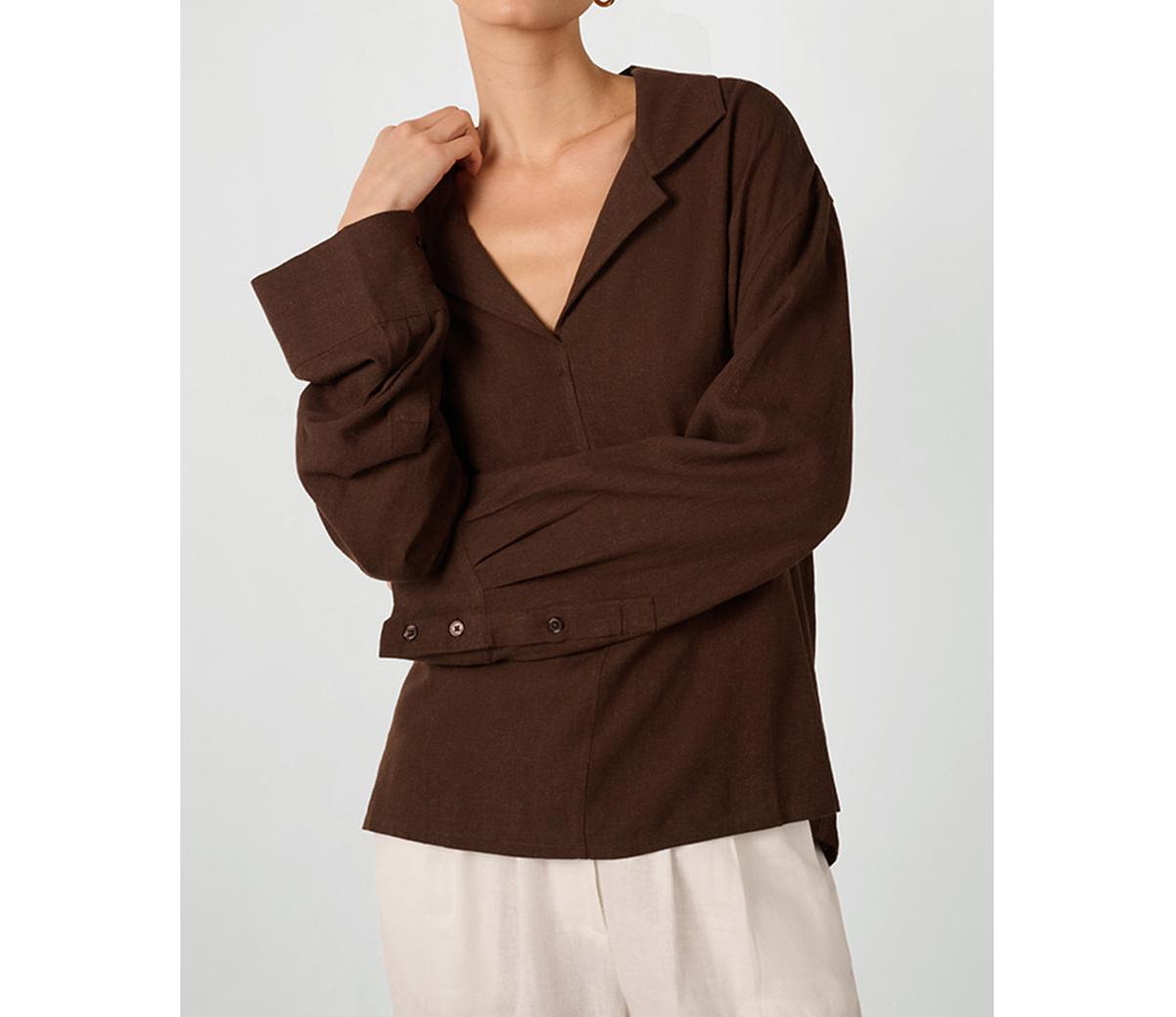 Click here for WeWoreWhat Womens Kaftan Linen Top - Chestnut prices