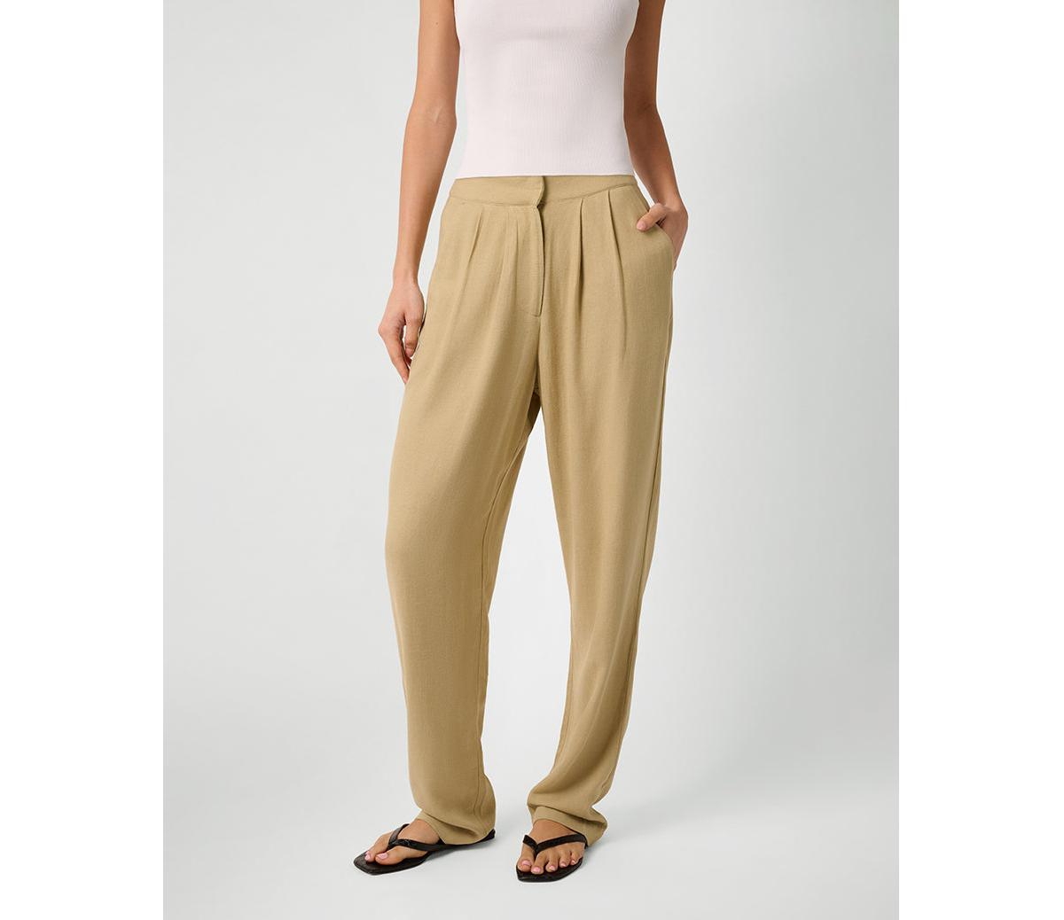 Click here for WeWoreWhat Womens Linen Trouser - Oat prices