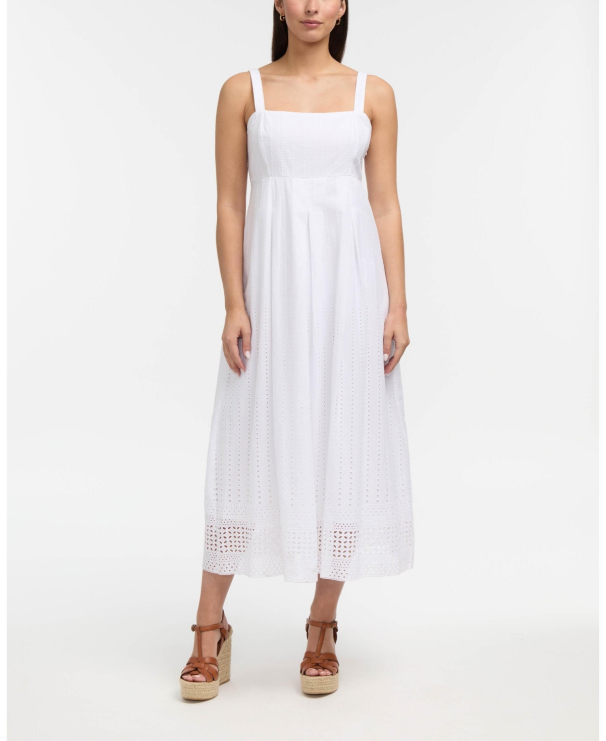 Click here for Ellen Tracy Womens Embroidered Midi Dress - White prices
