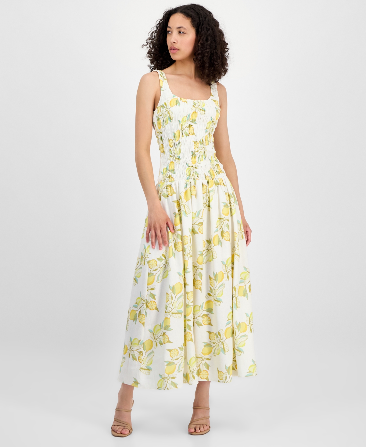 Click here for Avec Les Filles Womens Printed Smocked Drop-Waist... prices
