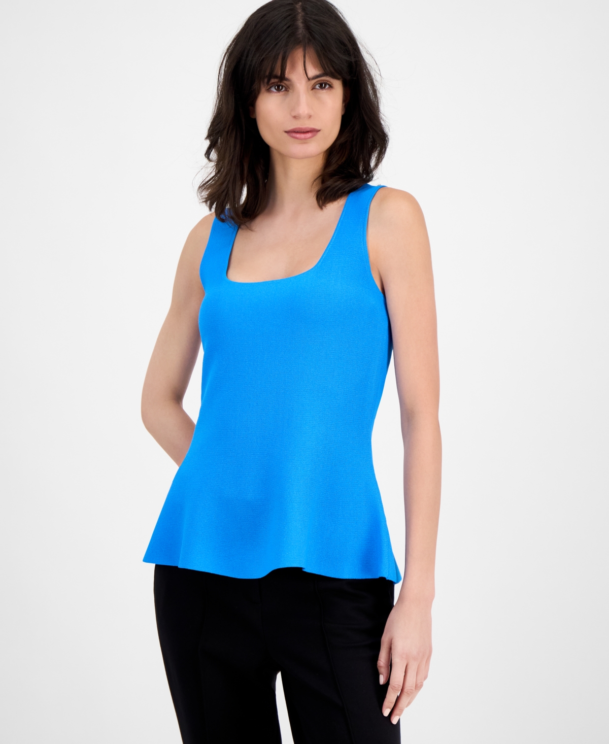 Click here for T Tahari Womens Square-Neck Peplum-Hem Sleeveless... prices