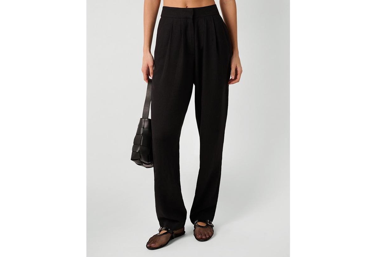 Click here for WeWoreWhat Womens Linen Trouser - Black prices
