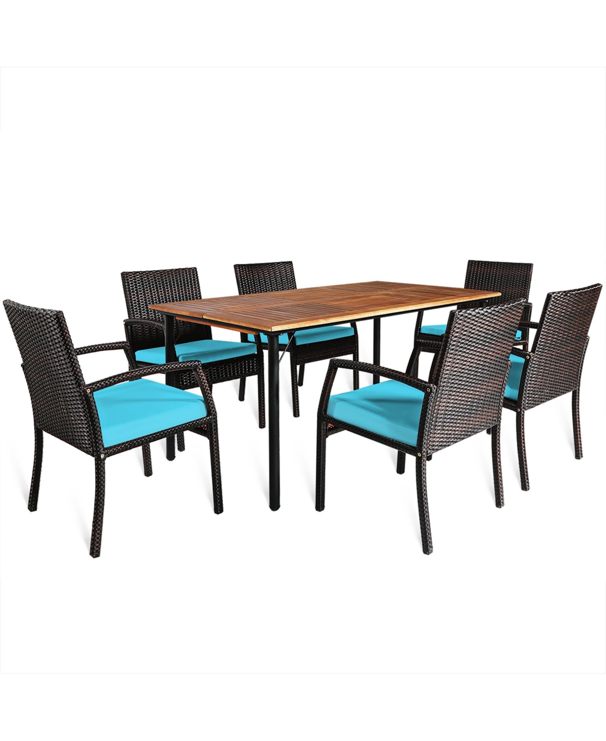 Click here for Gymax 7PCS Patio Dining Furniture Set Yard w/ Wood... prices