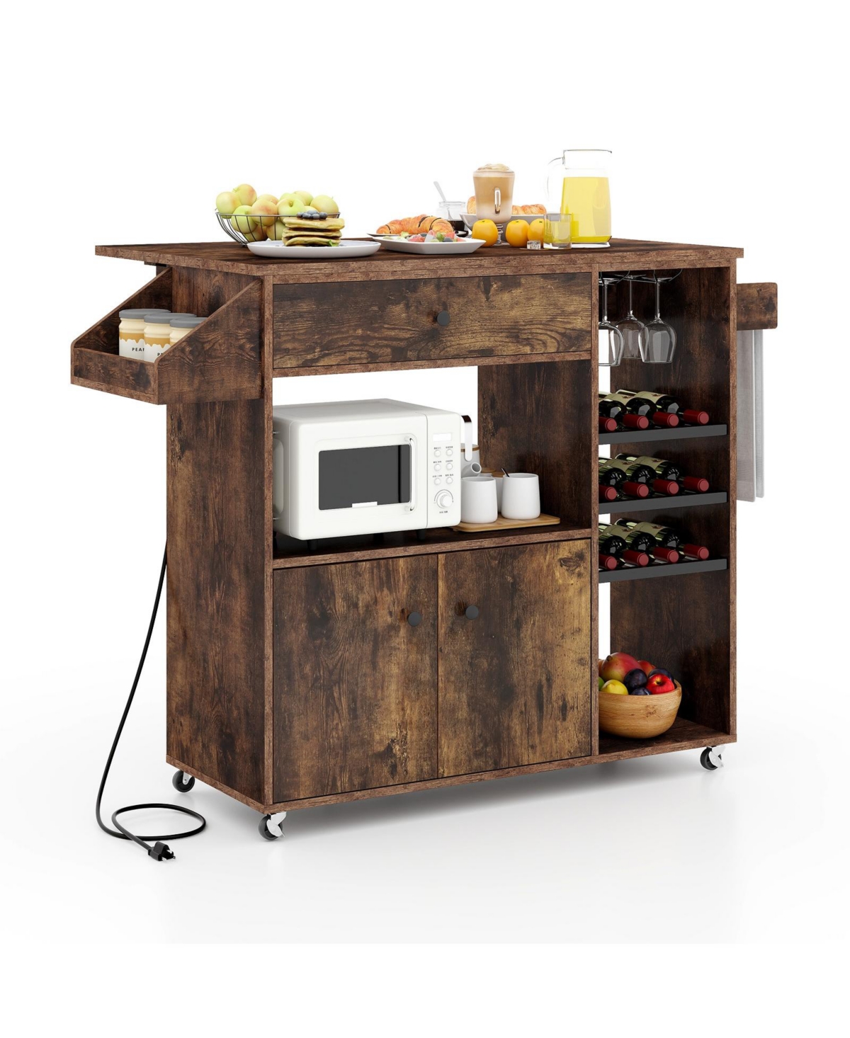 Click here for Drop Leaf Mobile Kitchen Island Cart with Power Ou... prices