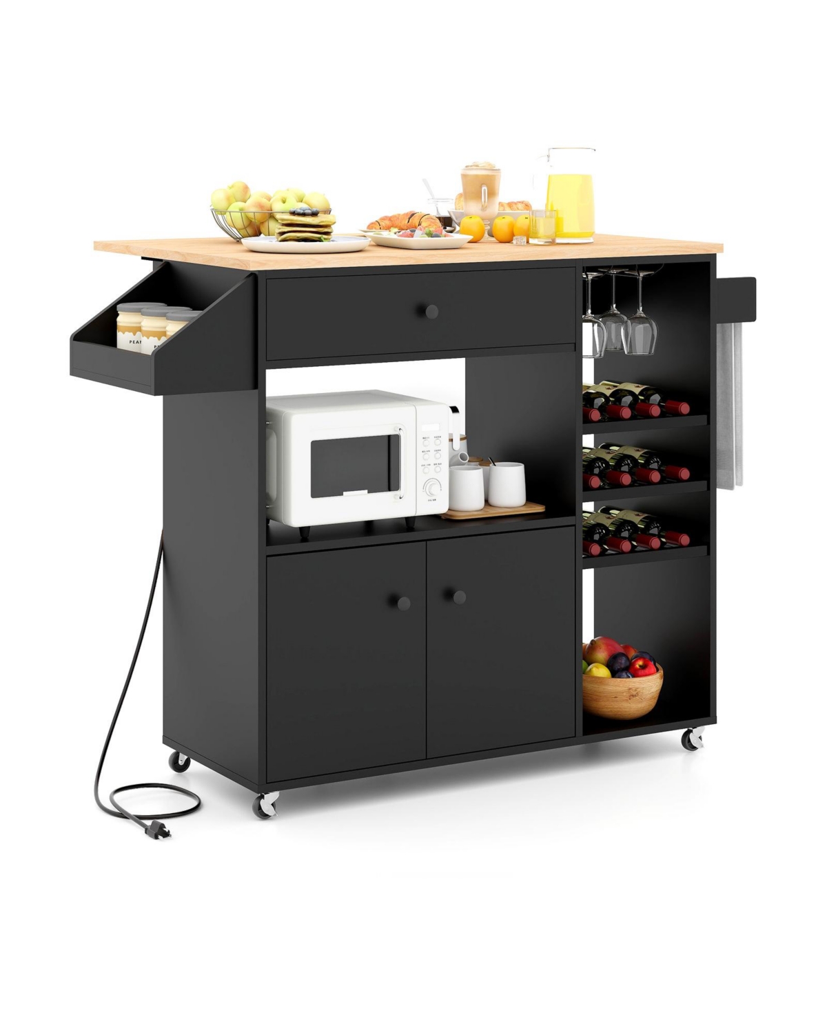 Click here for Drop Leaf Mobile Kitchen Island Cart with Power Ou... prices