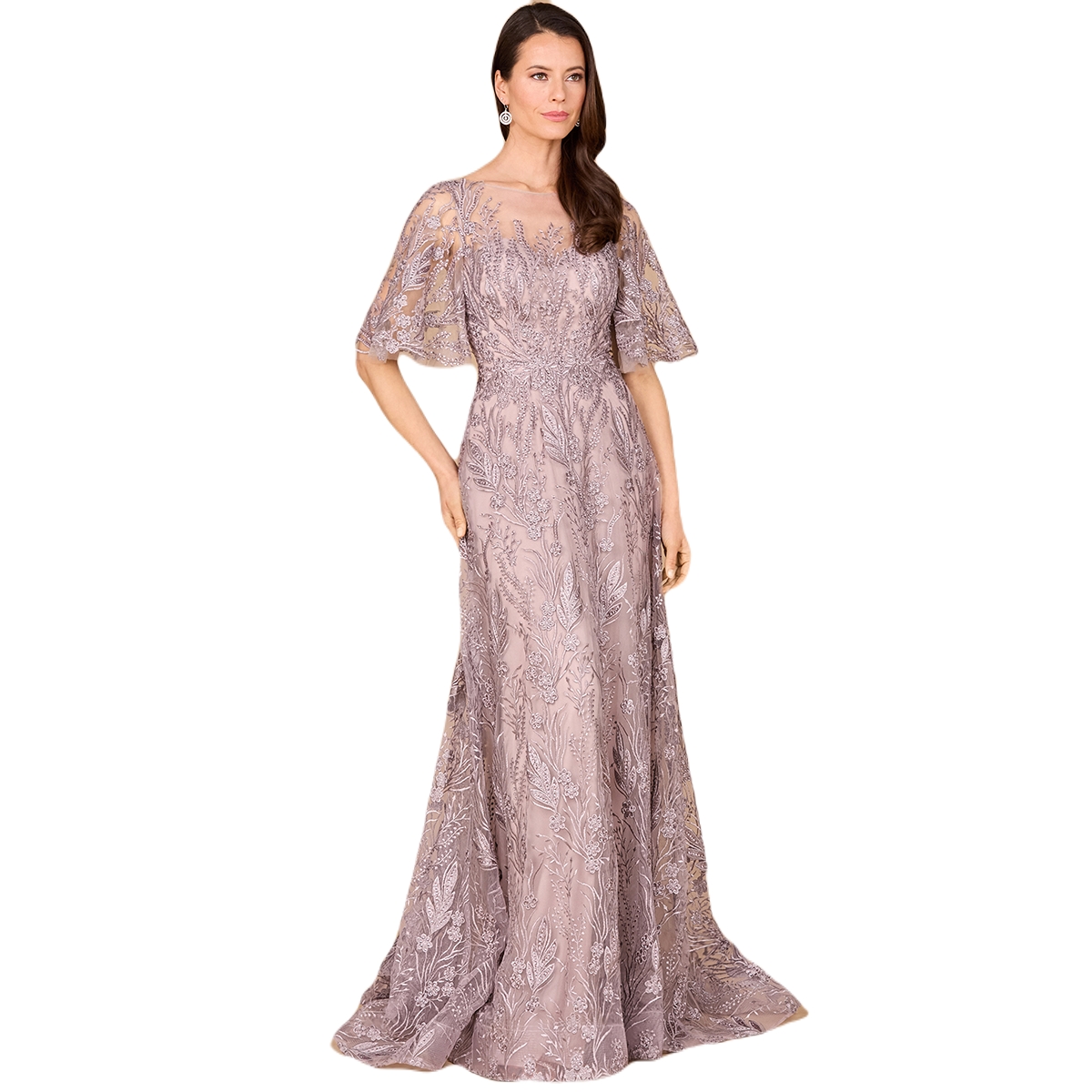Click here for Lara Womens Modest  Cape Sleeve A-line Gown - Dust... prices