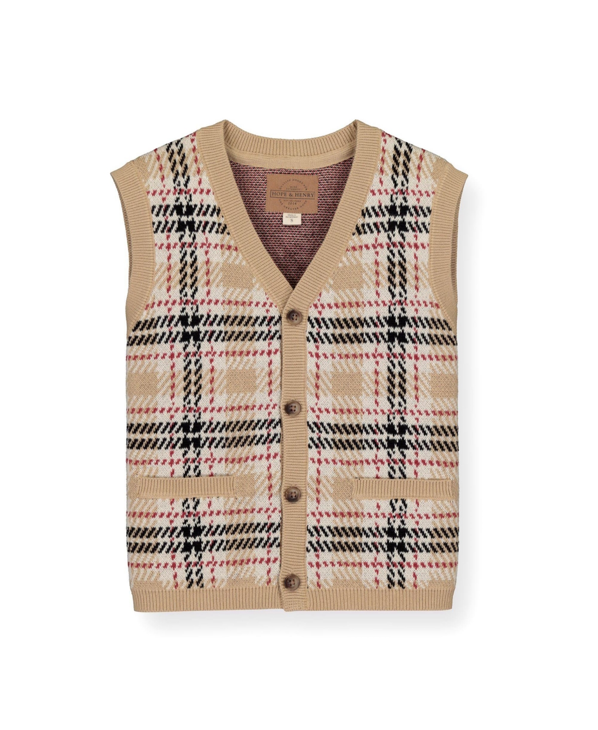 Click here for Hope & Henry Boys V-Neck Button Front Sweater Vest... prices