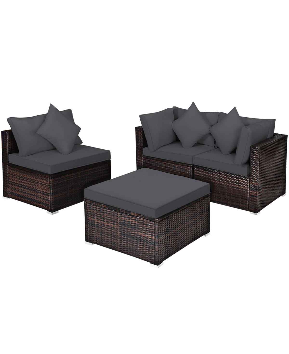 Click here for Gymax 4PCS Rattan Patio Conversation Furniture Set... prices