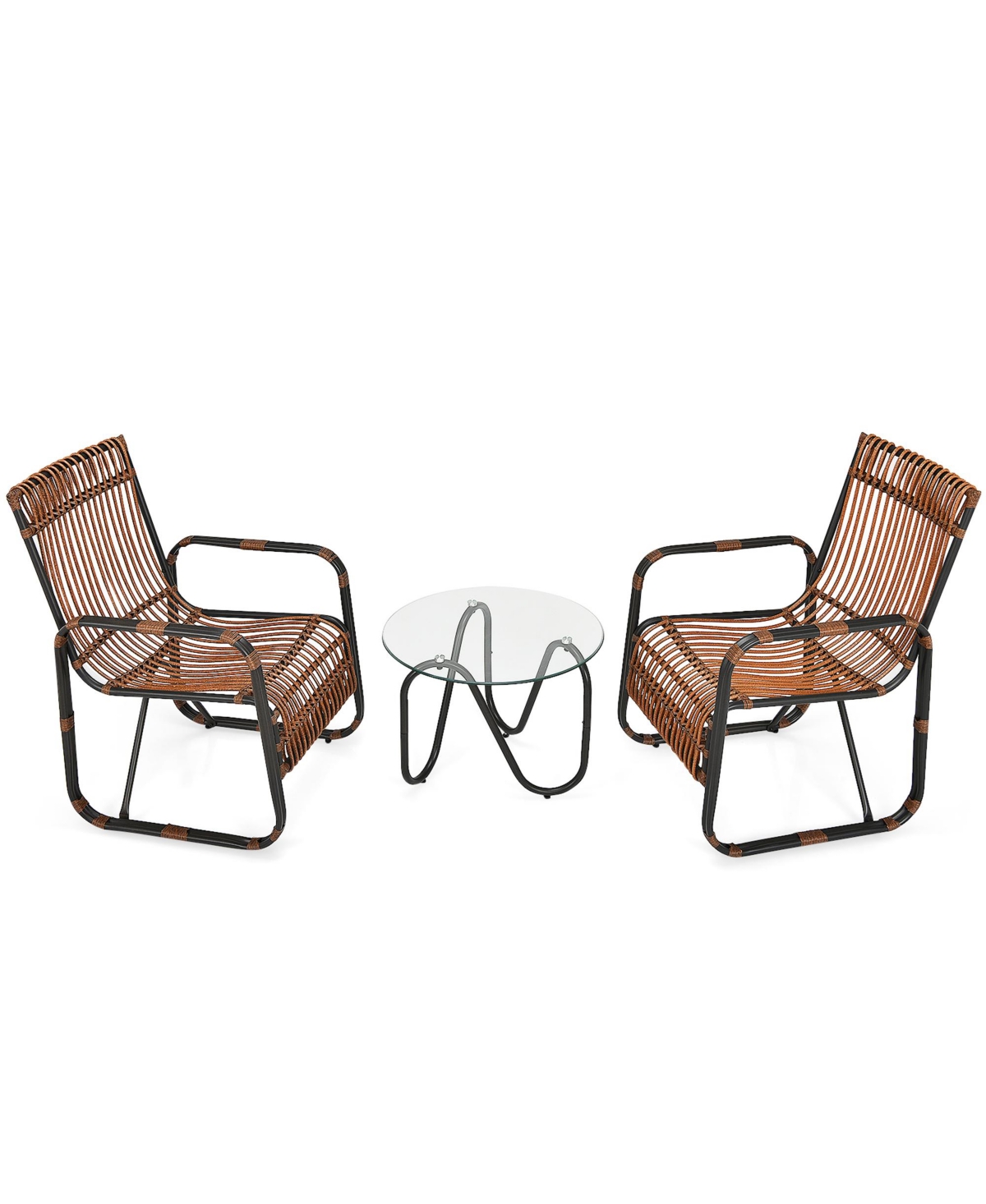 Click here for Gymax 3PCS Rattan Patio Conversation Set Bistro Fu... prices