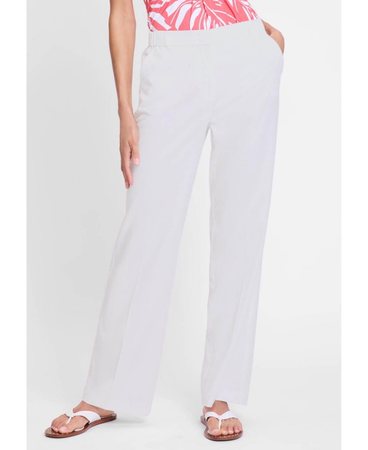 Click here for Olsen Womens Anna Fit Wide Leg Trouser - White prices