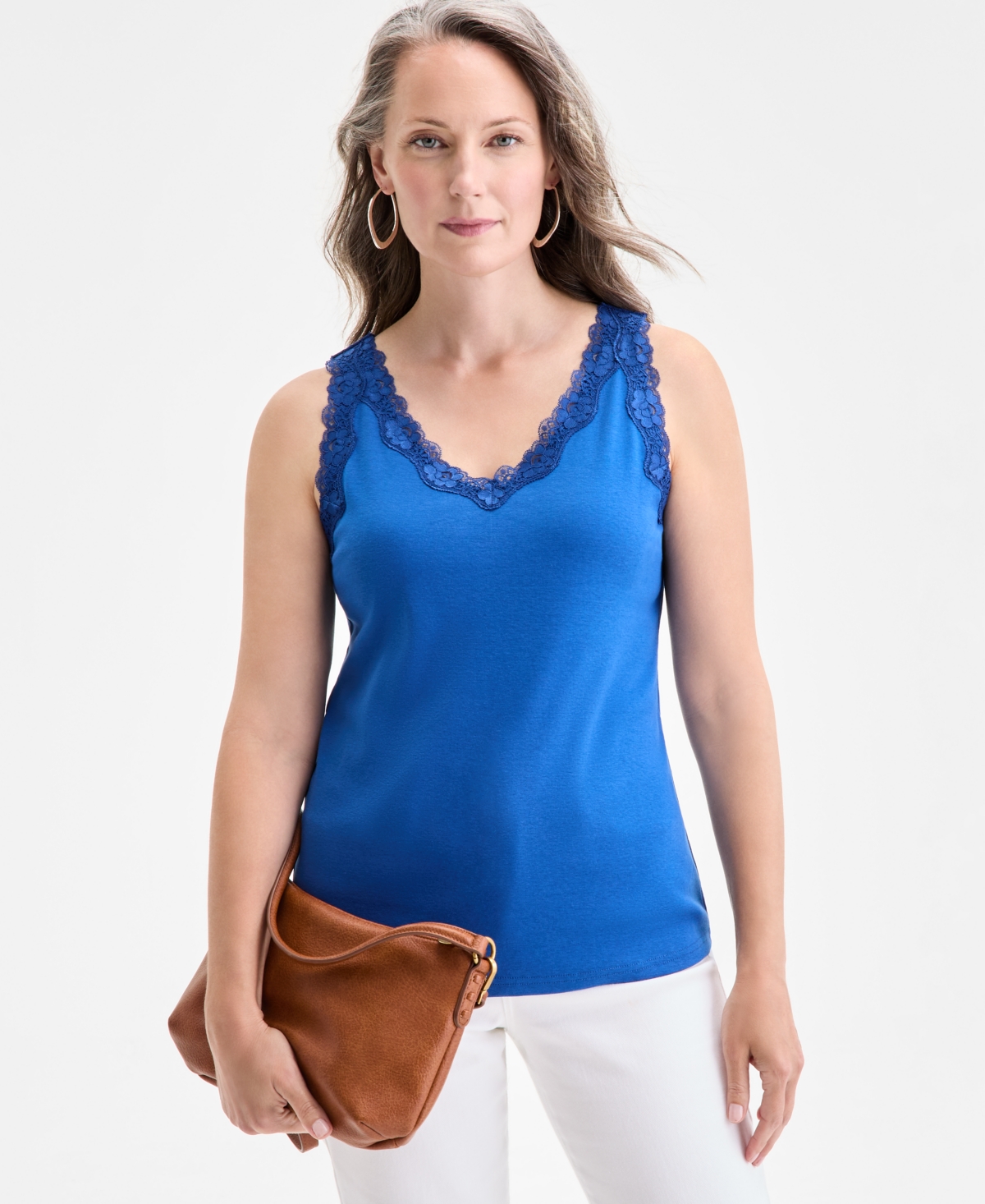 Click here for Style & Co Womens Lace-Trim Cotton Tank Top  Exclu... prices