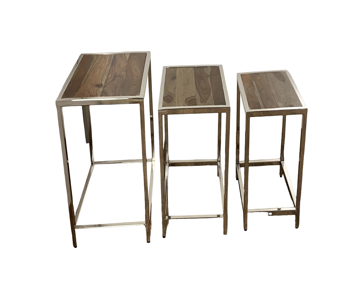 Click here for Set of Three 21" Silver And Brown Solid Wood... prices