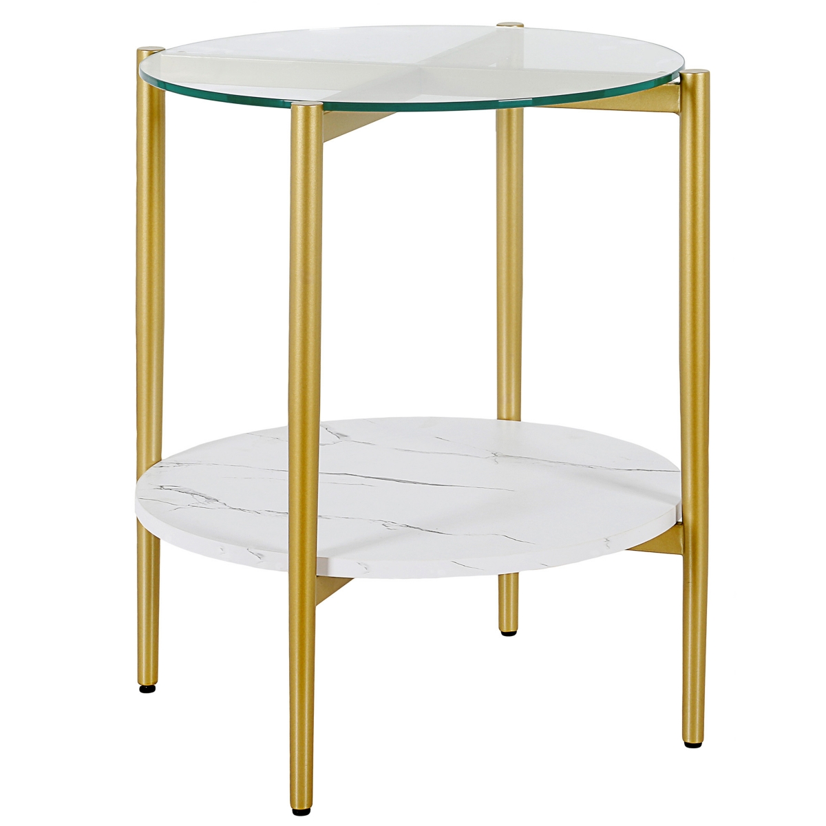 Click here for Sleek Glass and Steel Round End Table with Bottom... prices