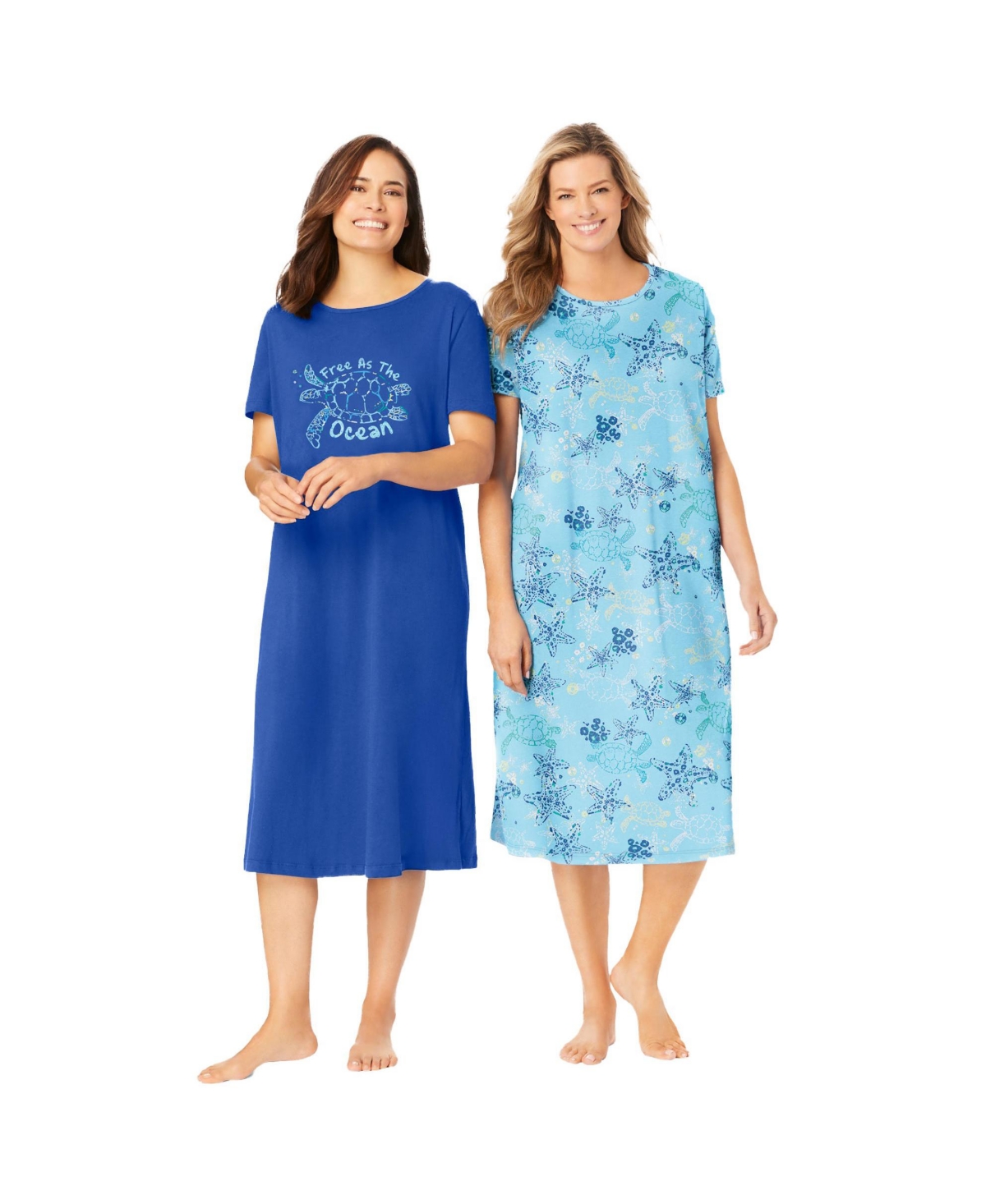 Click here for Dreams & Co. Womens 2-Pack Long Sleepshirts - Pret... prices