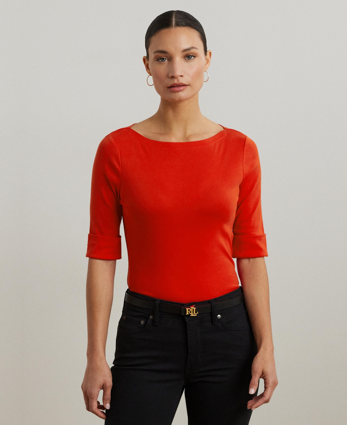Click here for Lauren Ralph Lauren Stretch Cotton Boatneck T-Shir... prices