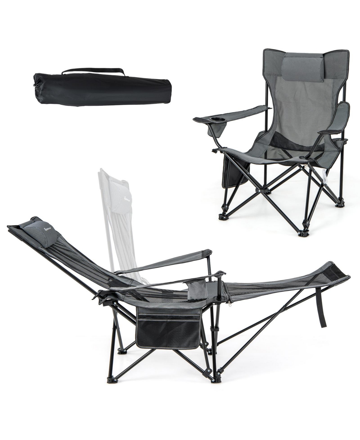Click here for Camping Lounge Chair with Detachable Footrest Adju... prices