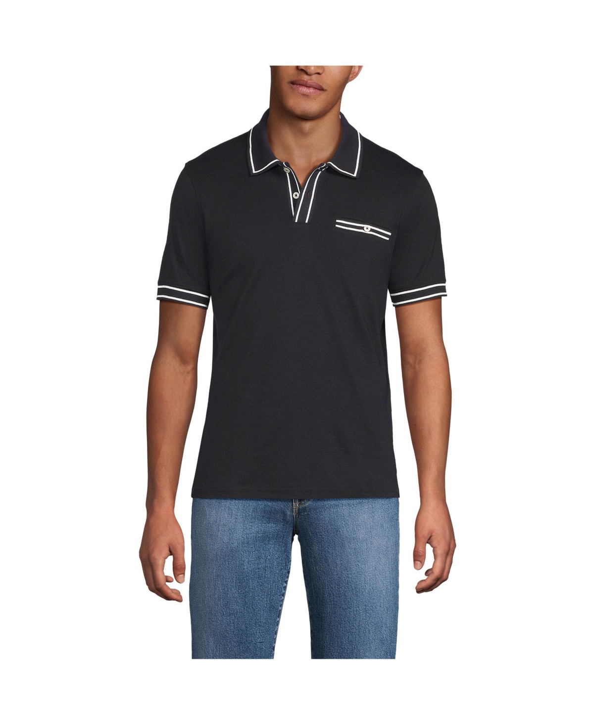 Click here for Lands End Mens Short Sleeve Tipped Welt Pocket Sup... prices