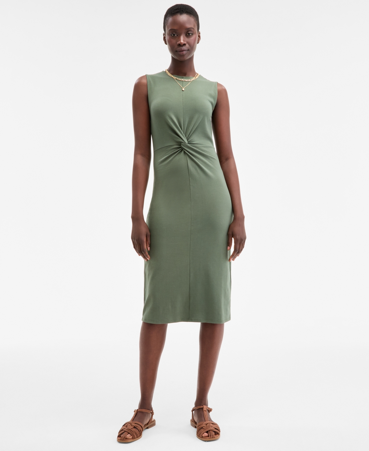 Click here for On 34th Womens Knot-Front Knit Midi Dress  Exclusi... prices