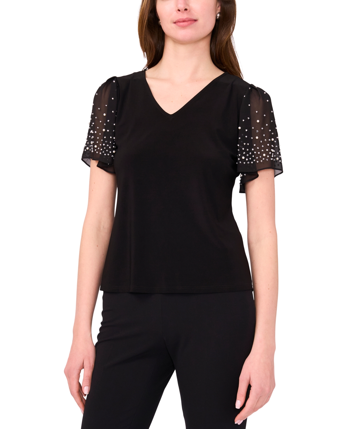 Click here for Msk Petite V-Neck Combo Short-Sleeve Evening Top -... prices