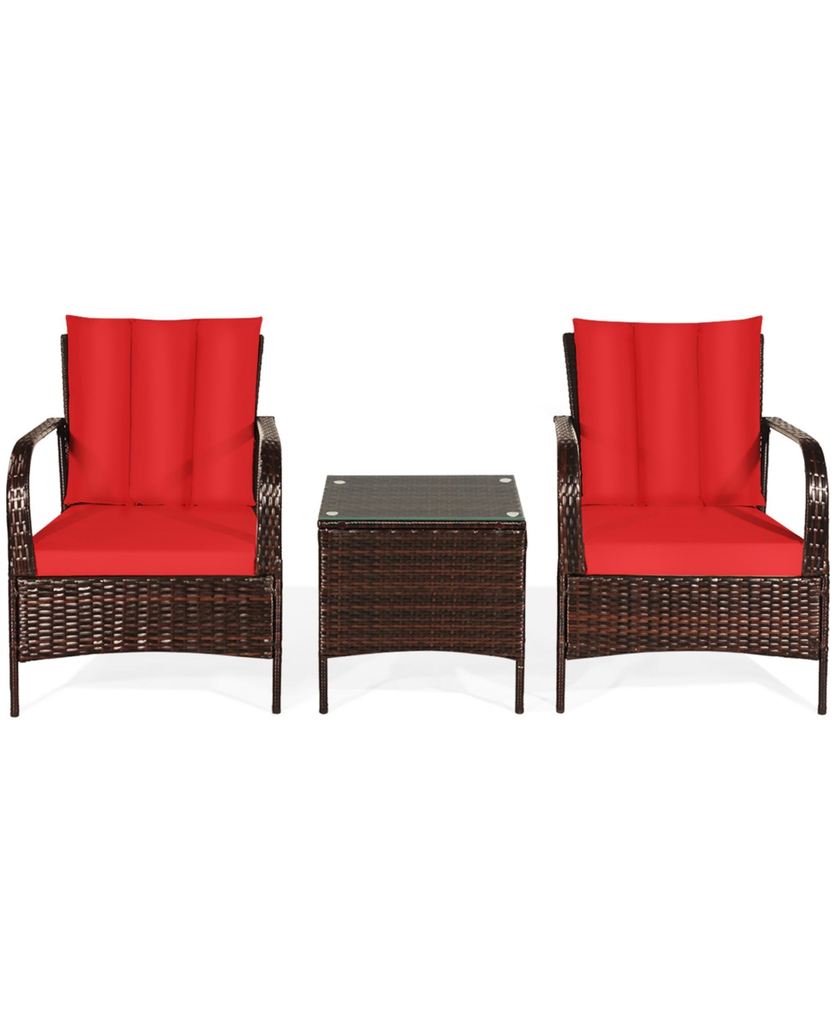 Click here for Gymax 3PCS Patio Rattan Conversation Set Outdoor F... prices