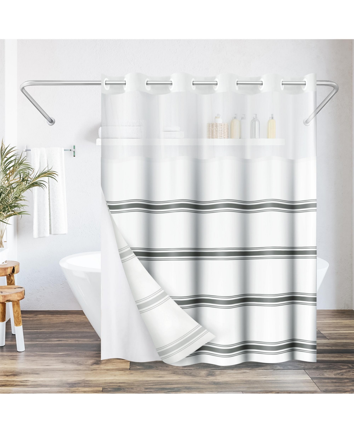 Click here for Americanflat 72x75 Hookless Shower Curtain - Grey... prices