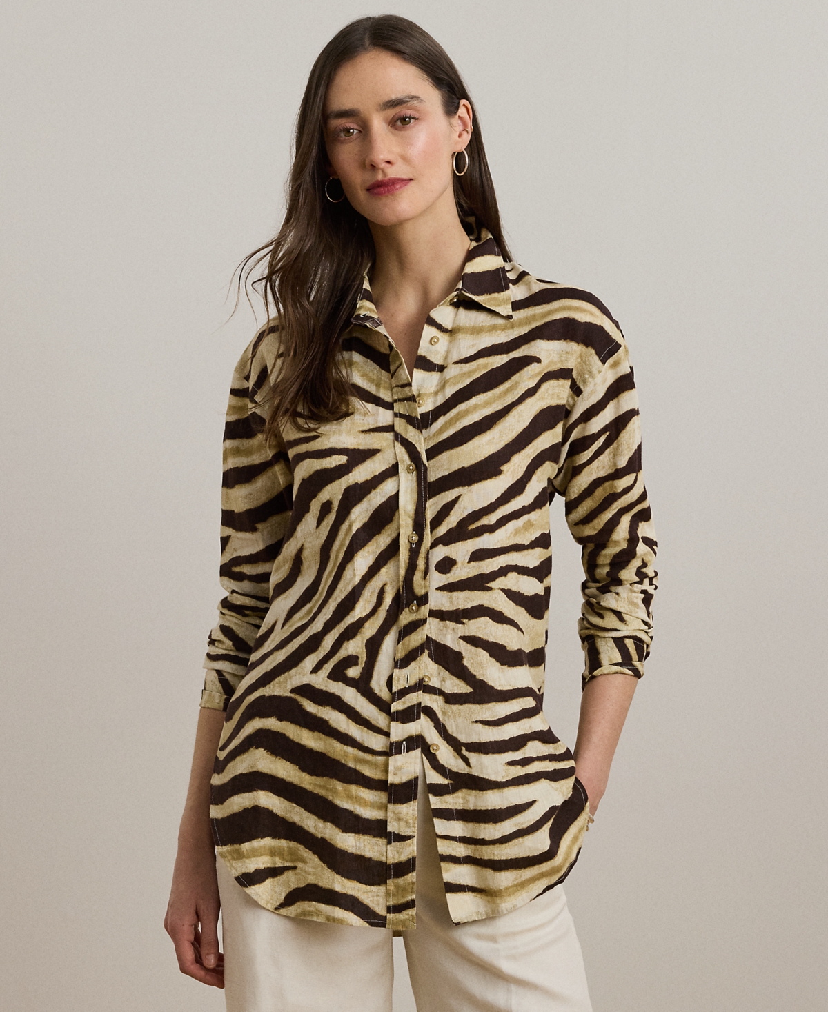 Click here for Lauren Ralph Lauren Petite Relaxed-Fit Zebra-Print... prices