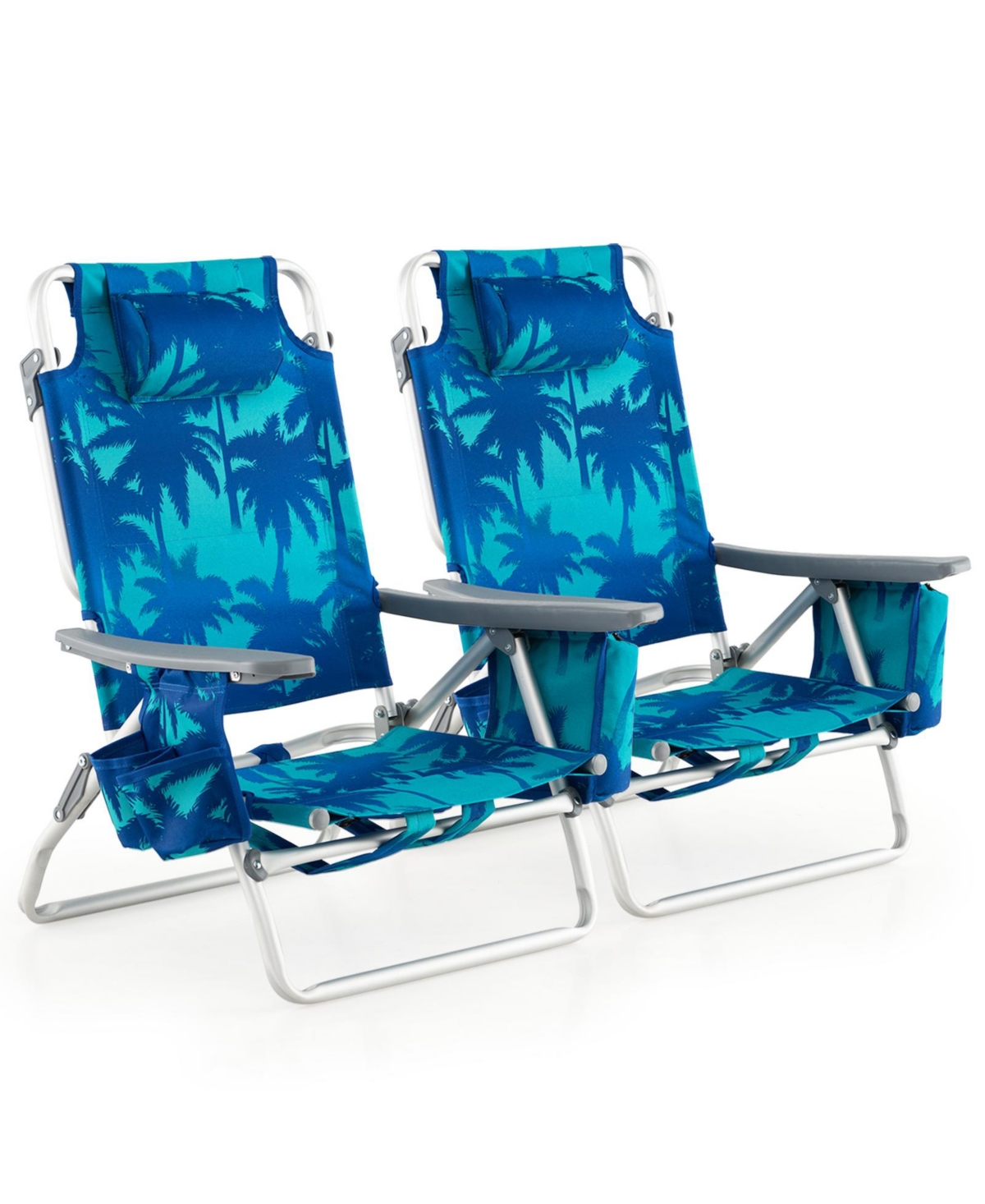 Click here for 2 Pieces Folding Backpack Beach Chair with Pillow-... prices