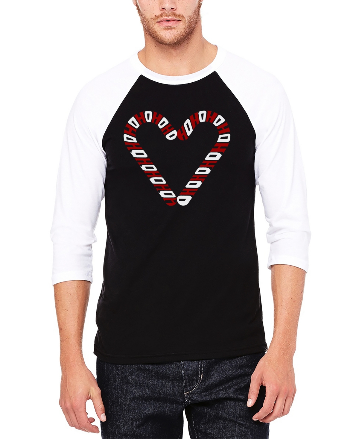 Click here for La Pop Art Mens Candy Canes Raglan Baseball Word A... prices