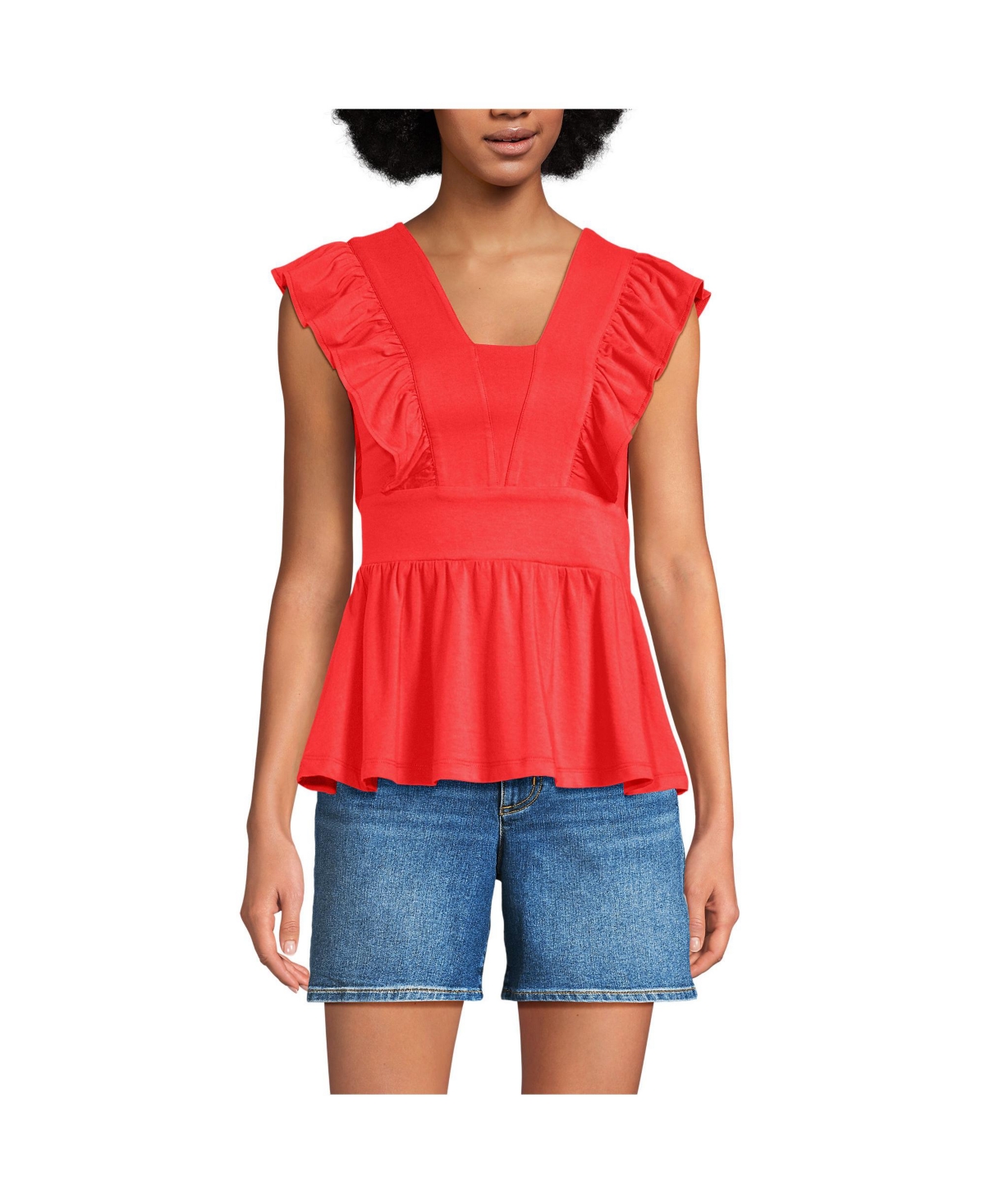 Click here for Lands End Womens Lightweight Jersey Ruffle Peplum... prices