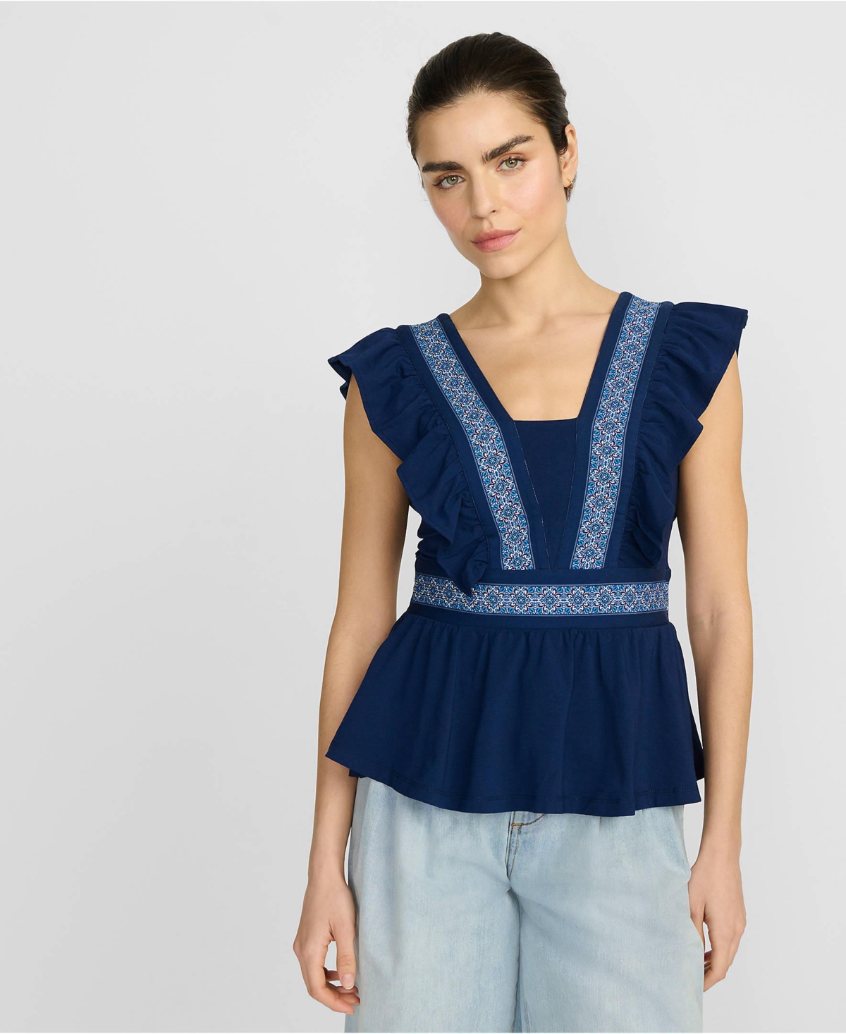 Click here for Lands End Womens Lightweight Jersey Ruffle Peplum... prices