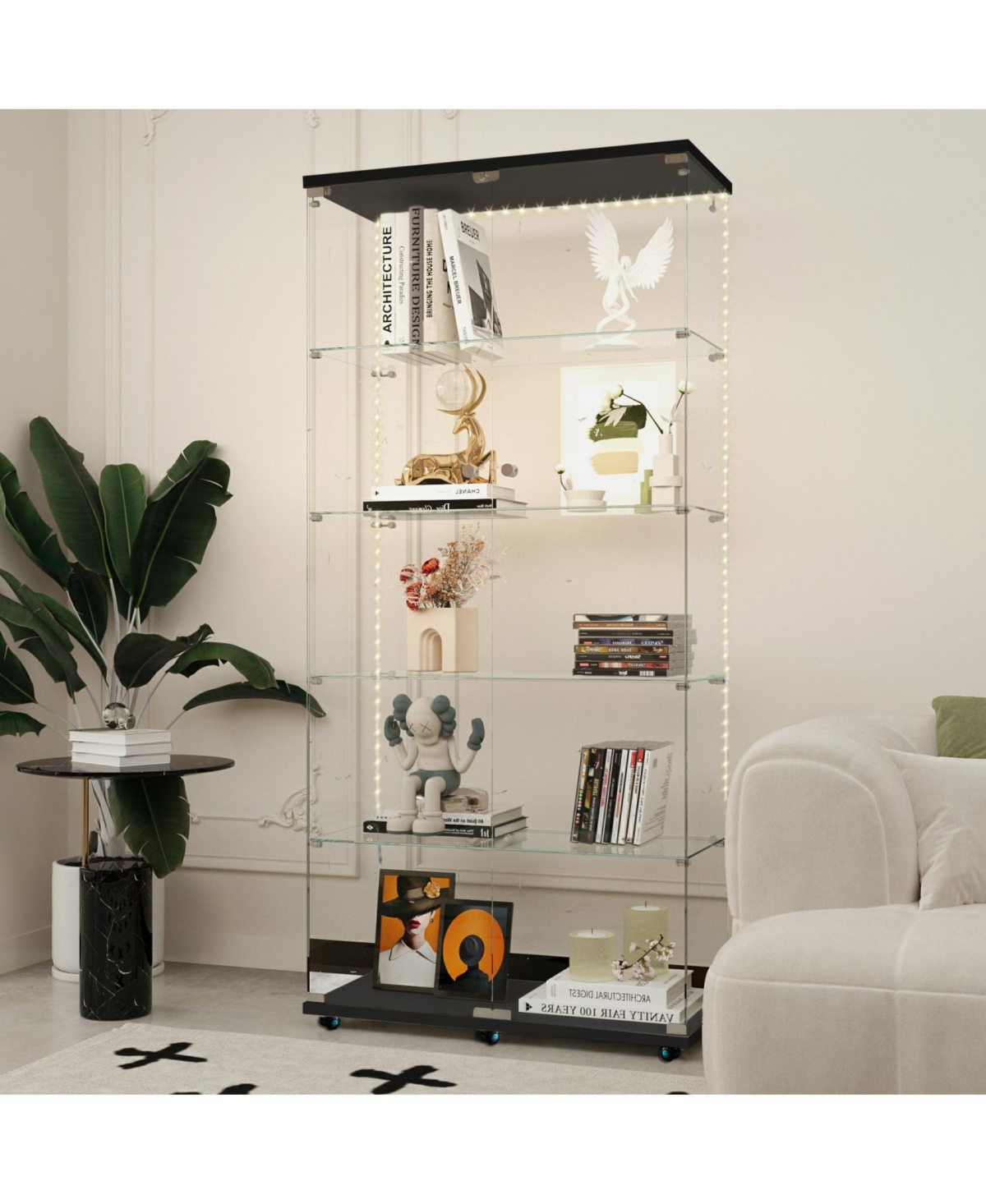 Click here for Streamdale Black Tempered Glass Cabinet w/ Led  Lo... prices