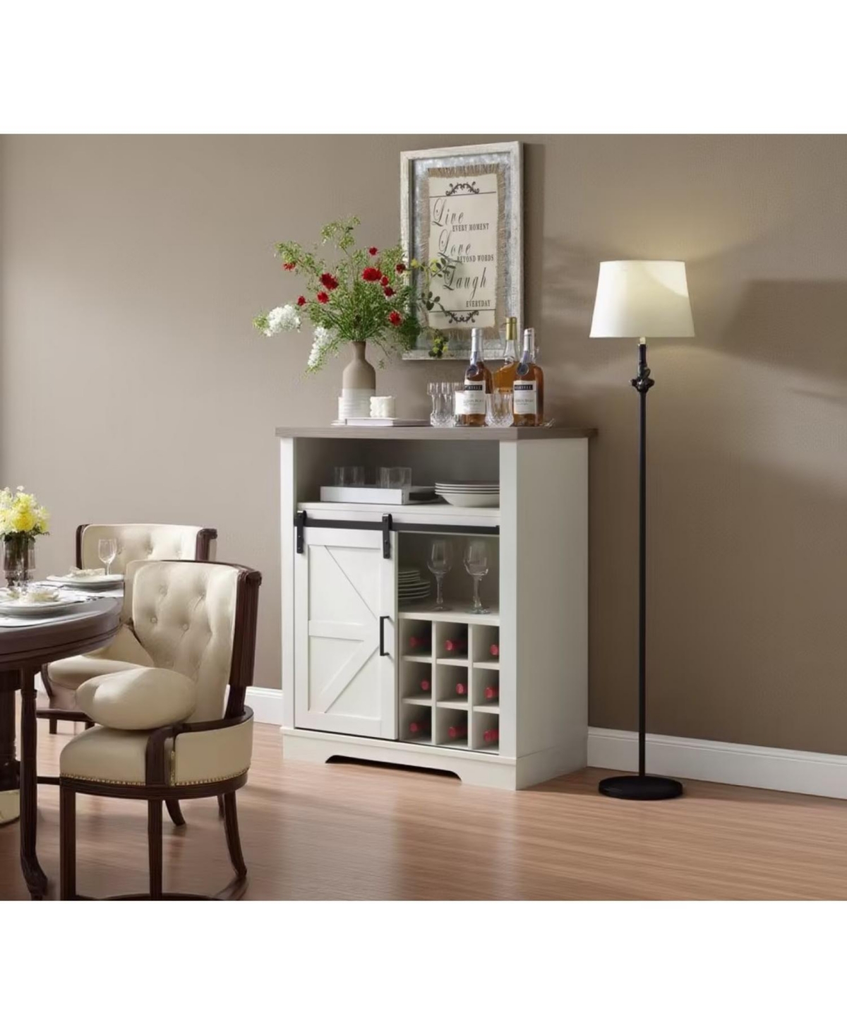 Click here for Streamdale Barn Door Cabinet  Wine Shelf  Rustic O... prices