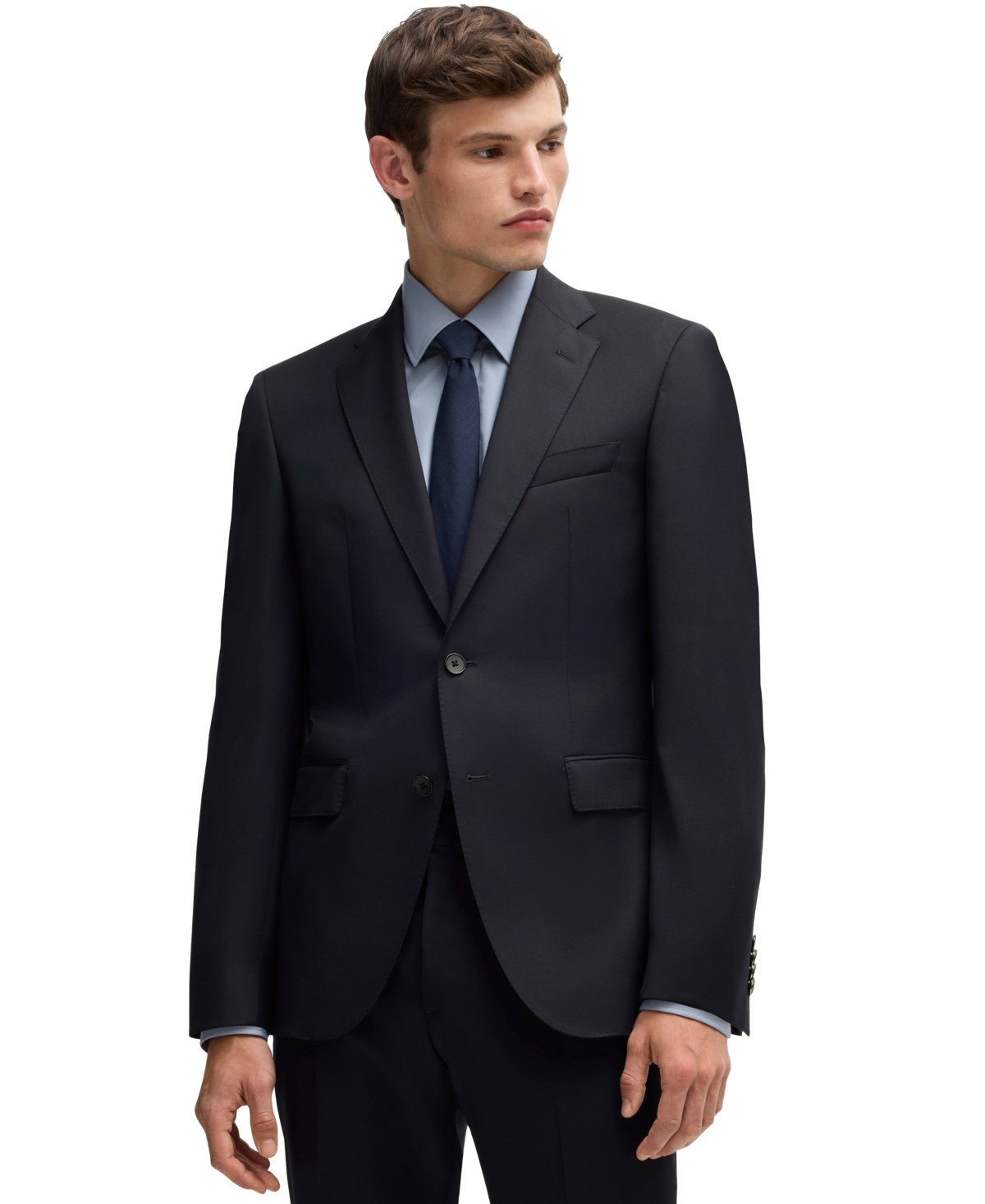 Click here for Boss by Hugo Boss Mens Virgin-Wool Serge Suit Jack... prices