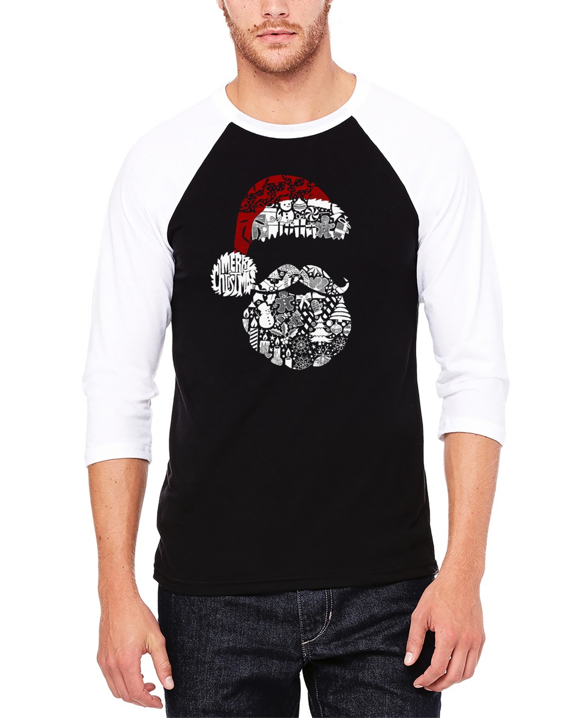 Click here for La Pop Art Mens Santa Pics Raglan Baseball Word Ar... prices