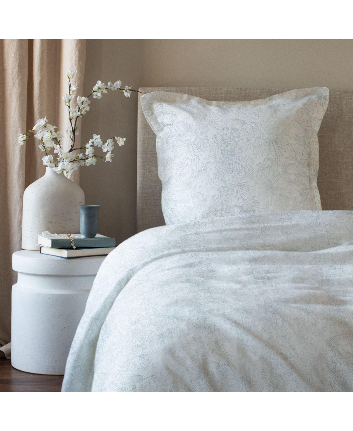 Click here for Flanged French Linen Euro Pillow - Cream  wave flo... prices