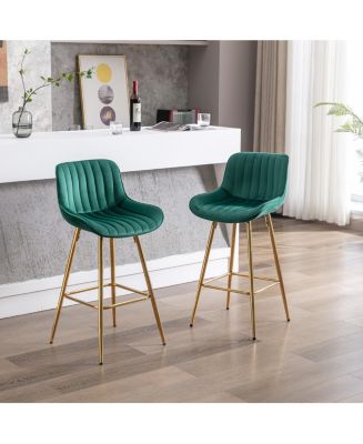 Streamdale Elegant Velvet Counter Bar Stools (Set of 2), Gold Leg - Macy's